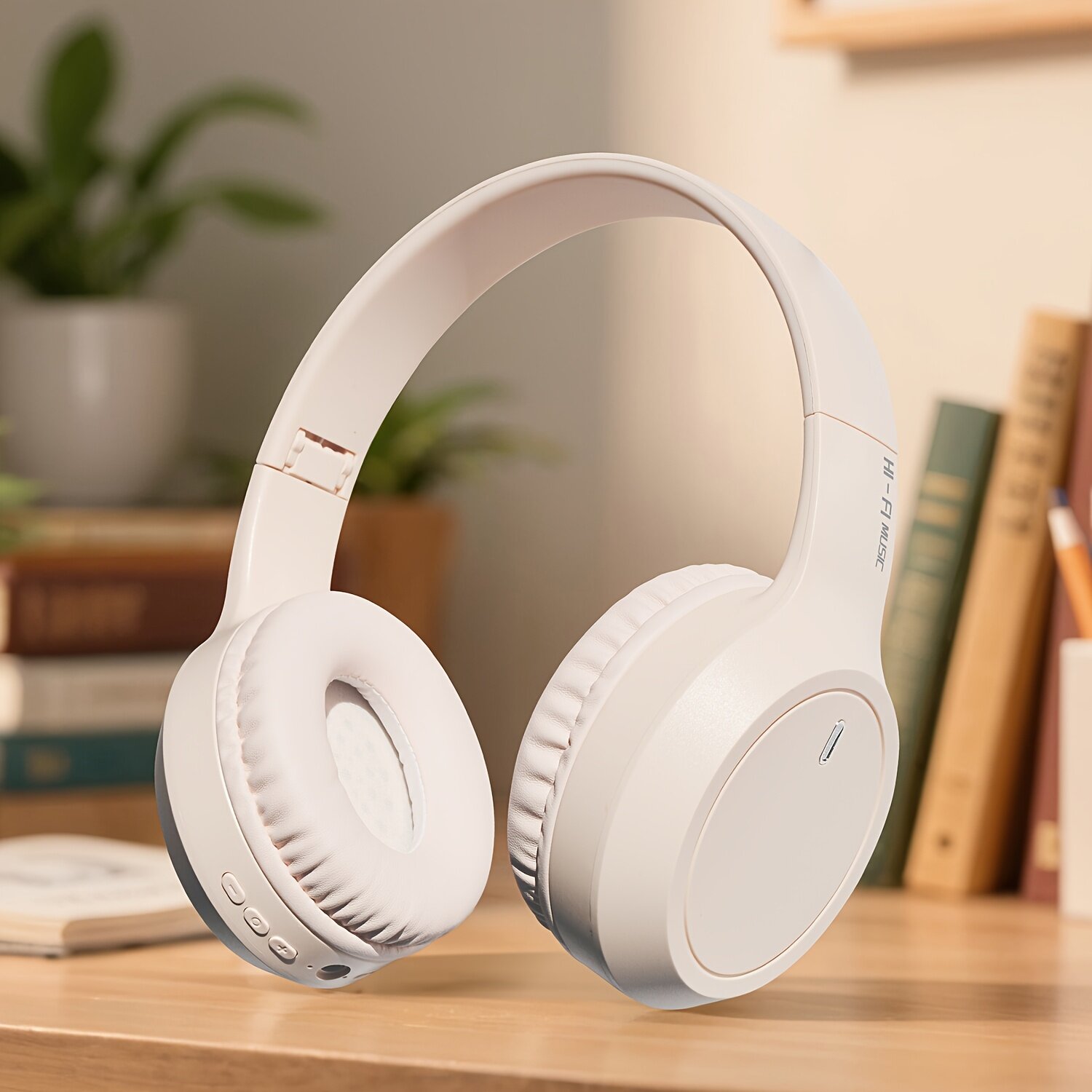Беспроводные накладные наушники с выдвижным кабелем, складные, Hi-Fi стерео звук, конденсаторный микрофон, белый