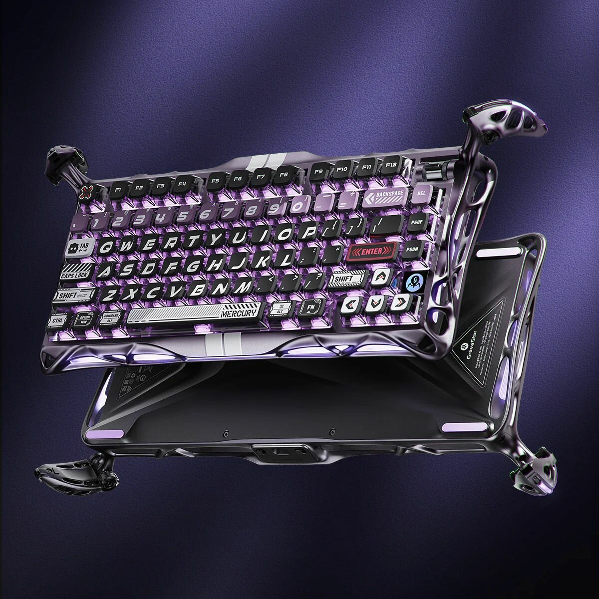 Игровая механическая клавиатура GravaStar Mercury V75 Pro, 75%, проводная, с подсветкой, фиолетовая