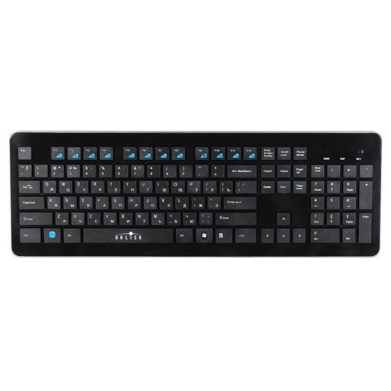 Клавиатура беспроводная Oklick 870S, мембранная, USB-коннектор, черная (368218)