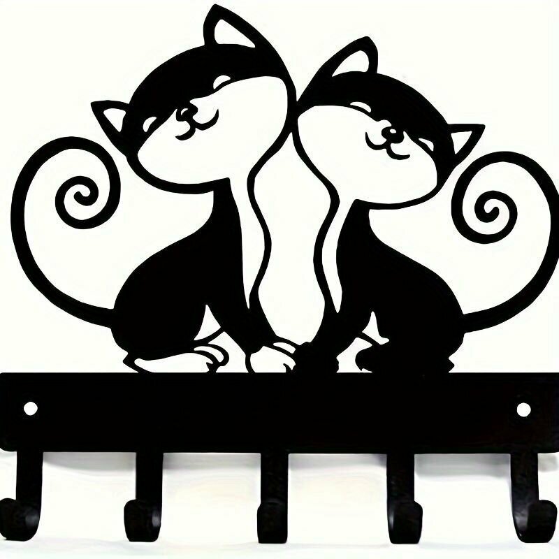 Ключница настенная Ключница настенная "Котики", дерево, черная, с 5 крюч, 1 шт