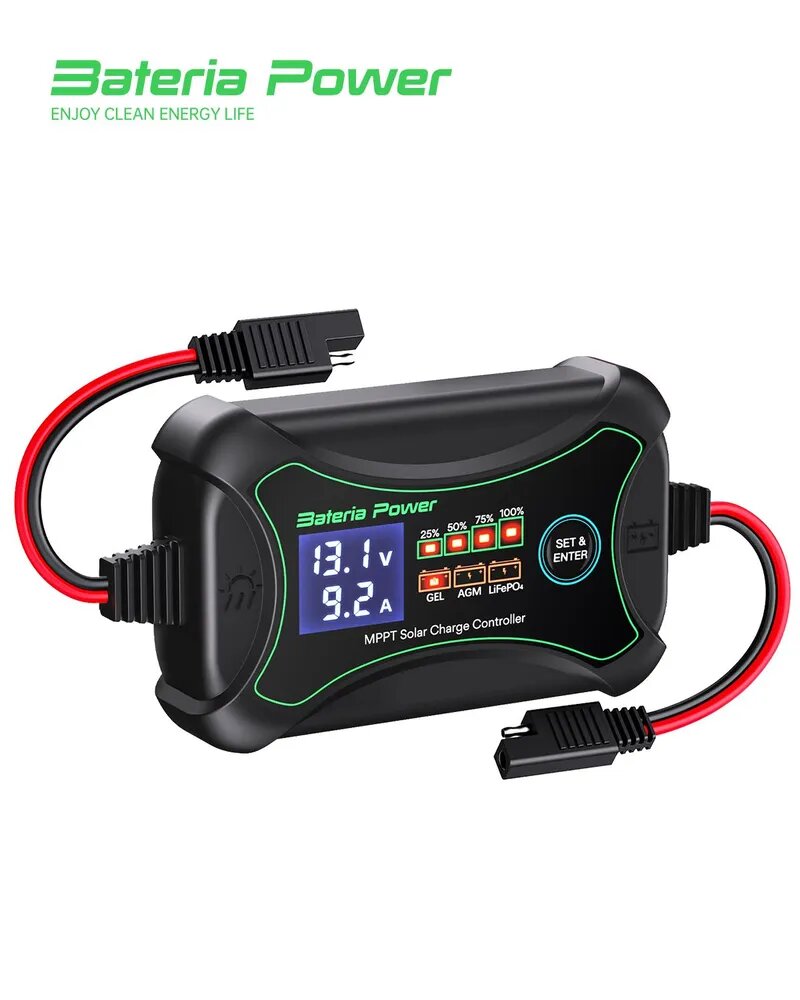 Bateria Power 10A MPPT Солнечный контроллер заряда, 12 В автоматический регулятор аккумулятора Солнечная панель Макс 150 В вход для литиевого герметичного геля