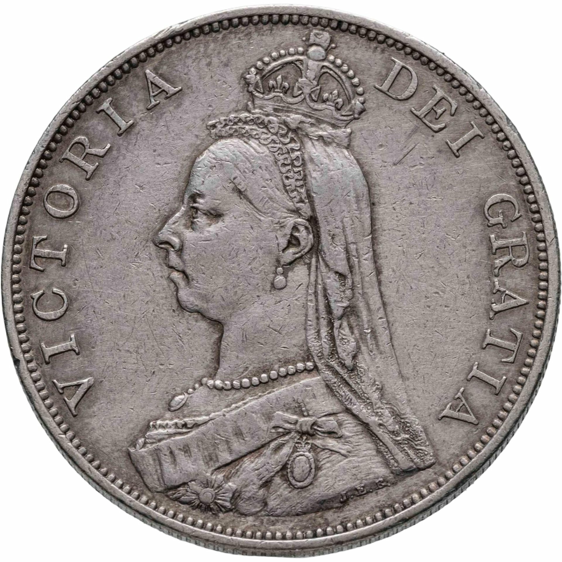 Великобритания 4 шиллинга 2 флорина, shillings 1887 Арабская "1" в дате, Серебро 925, в сохранности XF