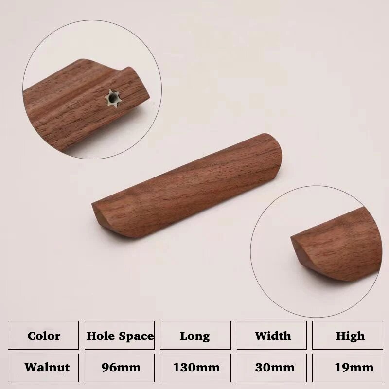 Ручки для шкафов LSTABAN деревянные 80 мм Коричневый, Walnut 96mm