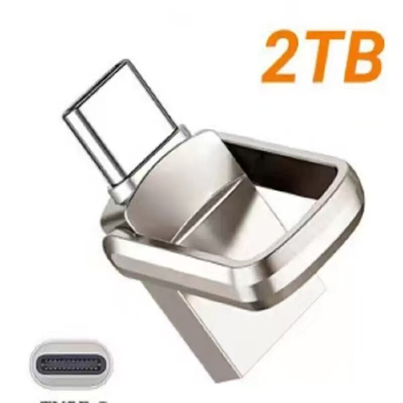 Двойная флешка 2 ТБ USB Type-C металлическая, противоударная антимагнитная