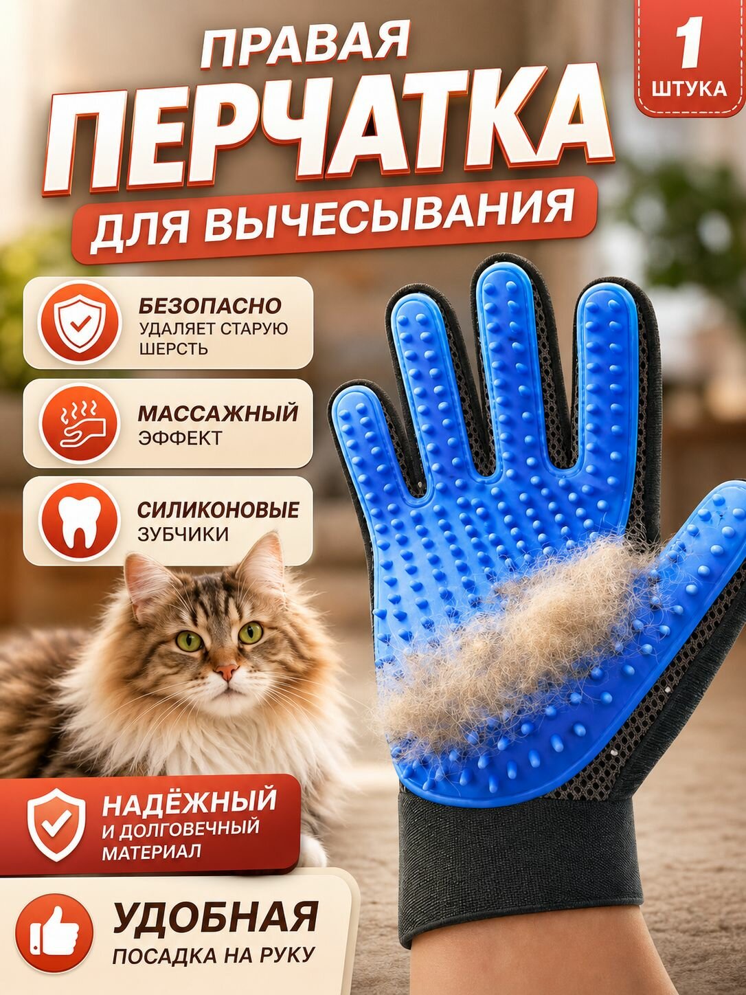Перчатка для вычесывания шерсти кошек и собак чесалка щетка массажер для питомцев уход за шерстью для всех пород