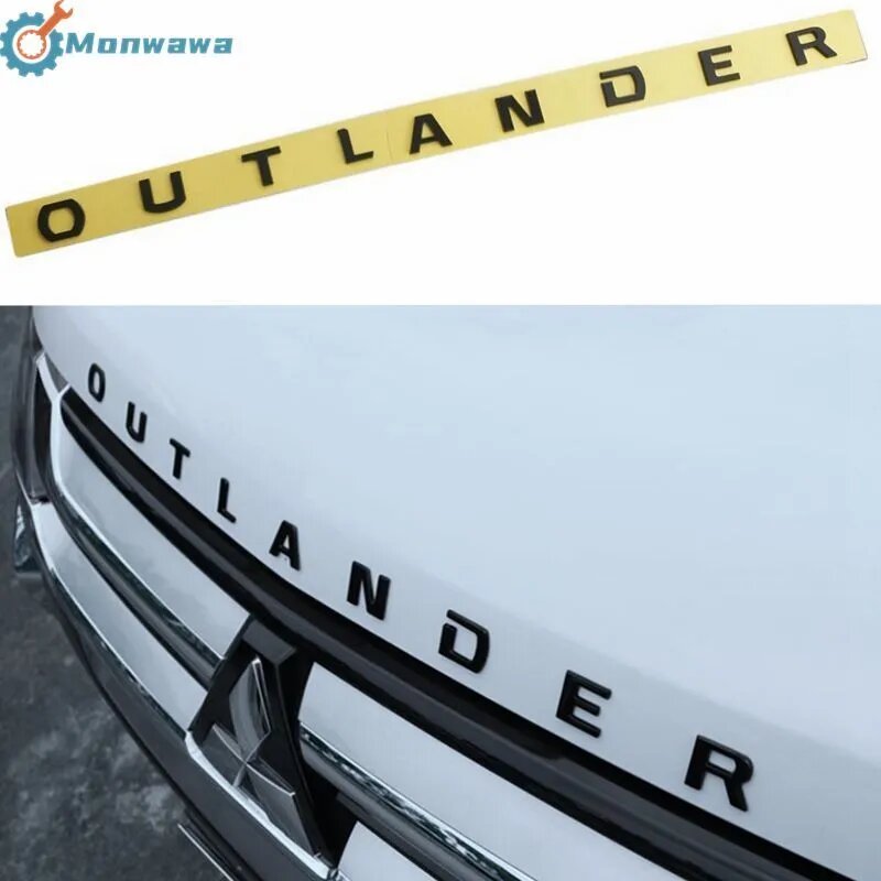 Mitsubishi 2013 - 2019 Outlander передний капот логотип, черные буквенные наклейки, автомобильные модификации аксессуаров