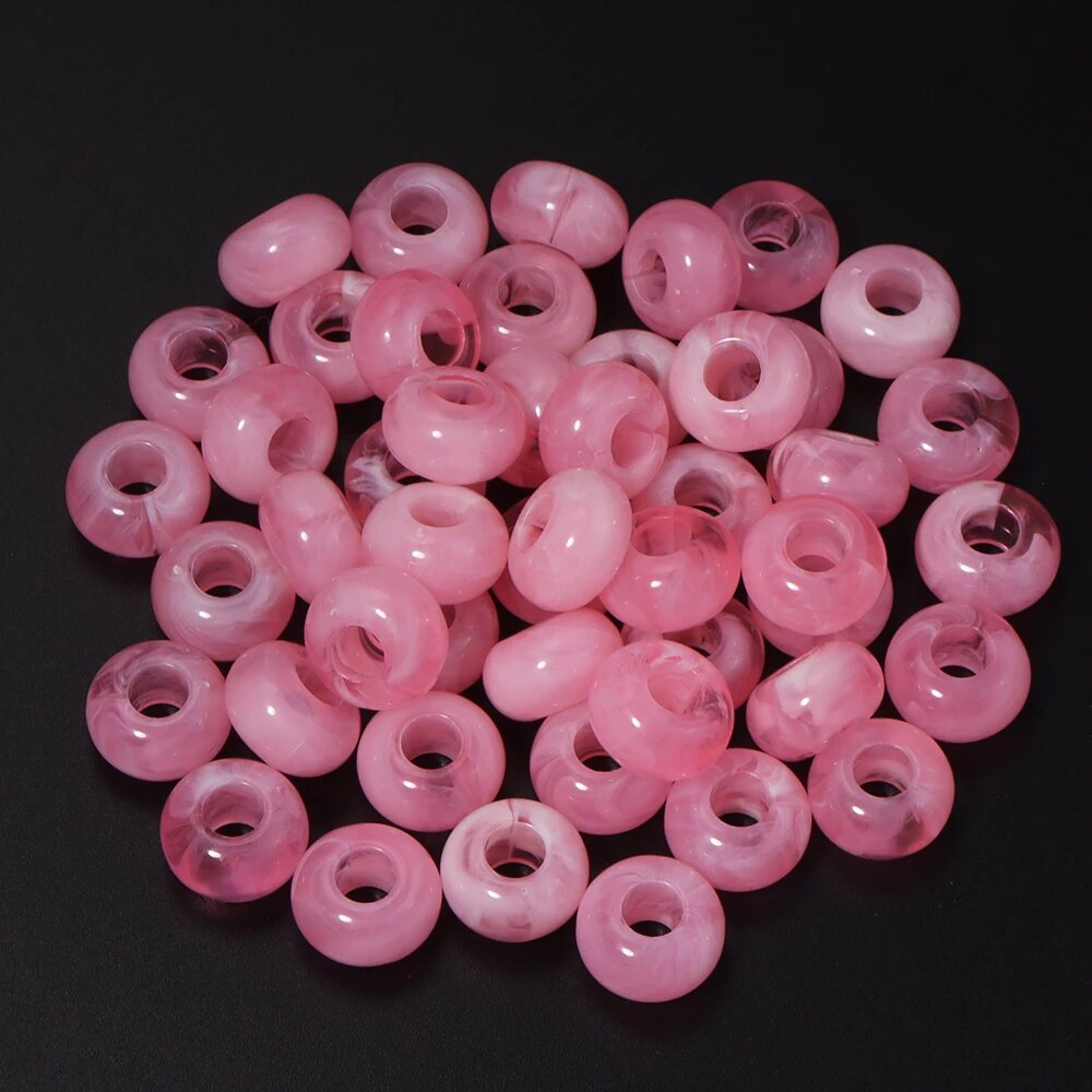 Акриловые бусины 14x8 мм разноцветные формы абакуса 50 шт. Розовый, Clear pink