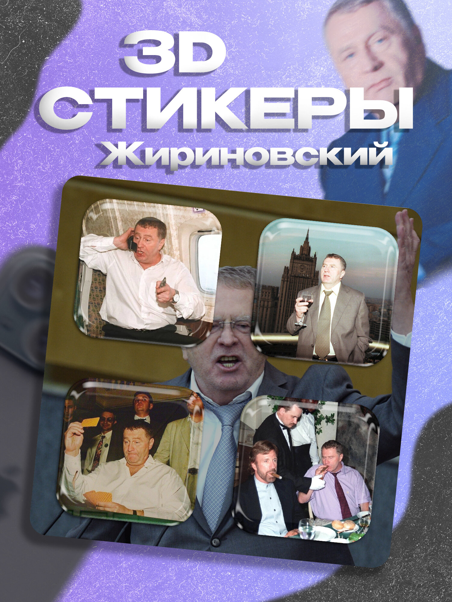 3д стикеры Владимир Жириновский Россия наклейки на телефон