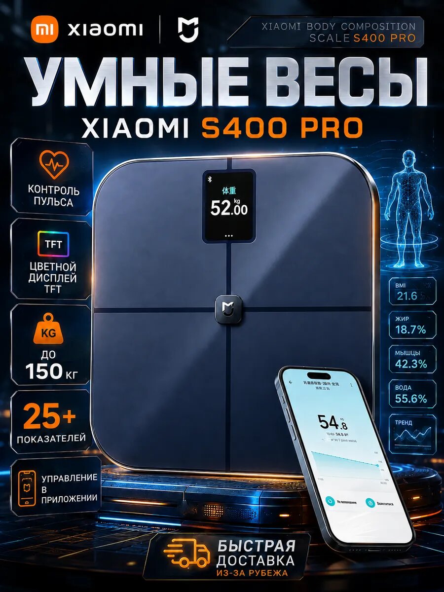 Умные напольные весы Mijia Body Composition Scale S400 Pro с анализом состава тела