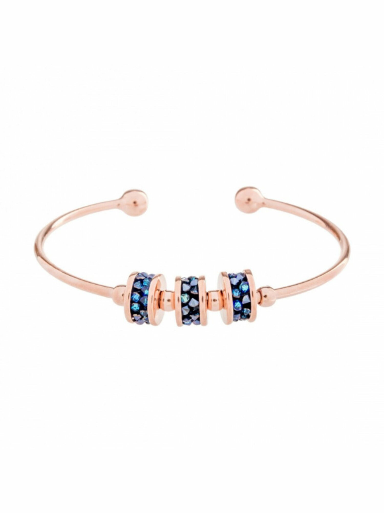 Незамкнутый браслет, стекло, стразы, кристаллы Swarovski