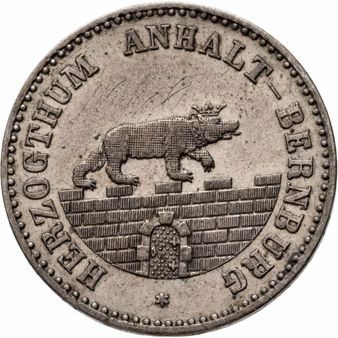 Германия, Ангальт-Бернбург 1\6 талера 1856 Александр Карл, Серебро 520, в сохранности XF-AU