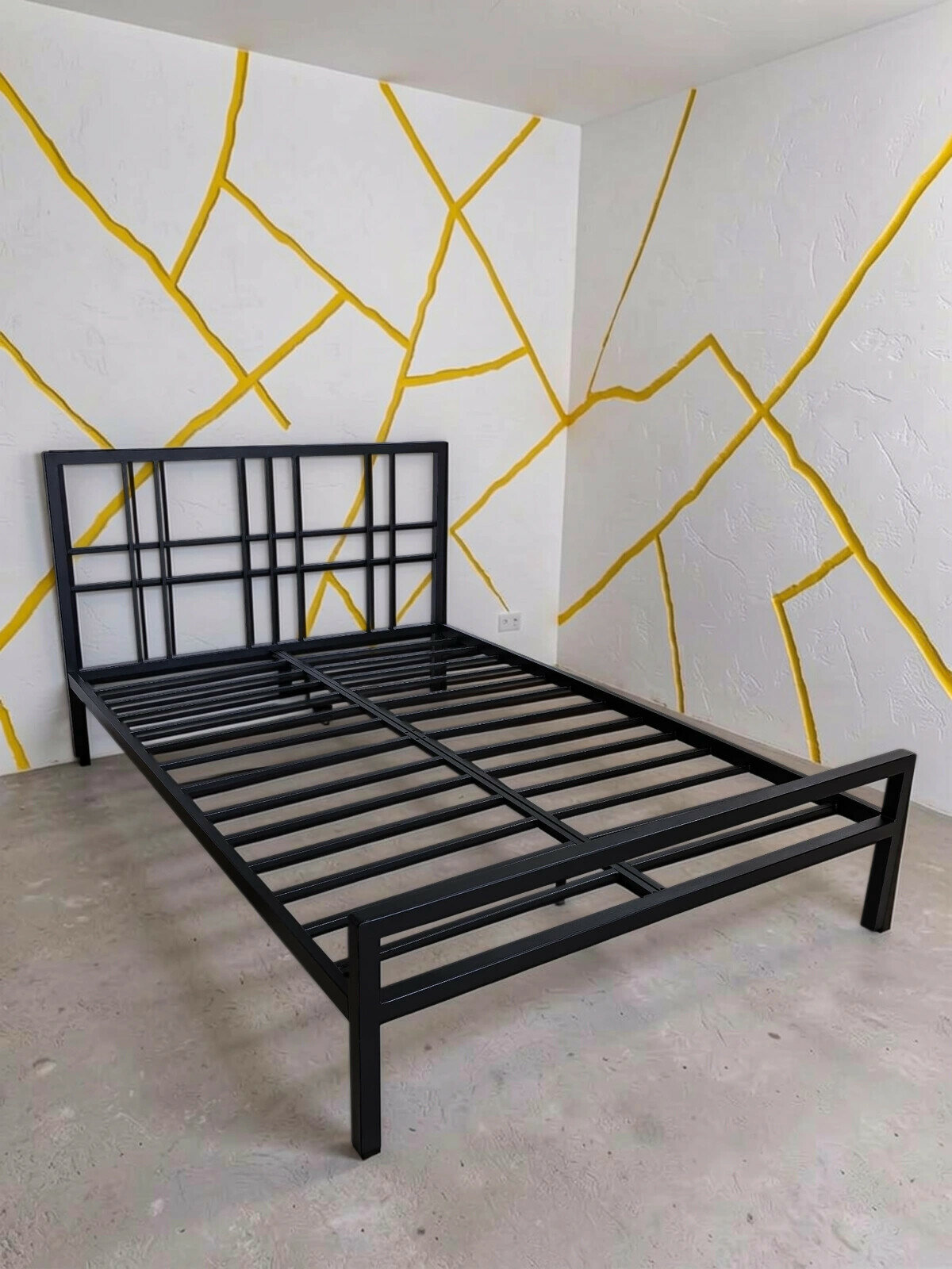 Кровать LOFT Mebel "Эмили", металл, 120x190 см, с изголовьем и изножьем, черная