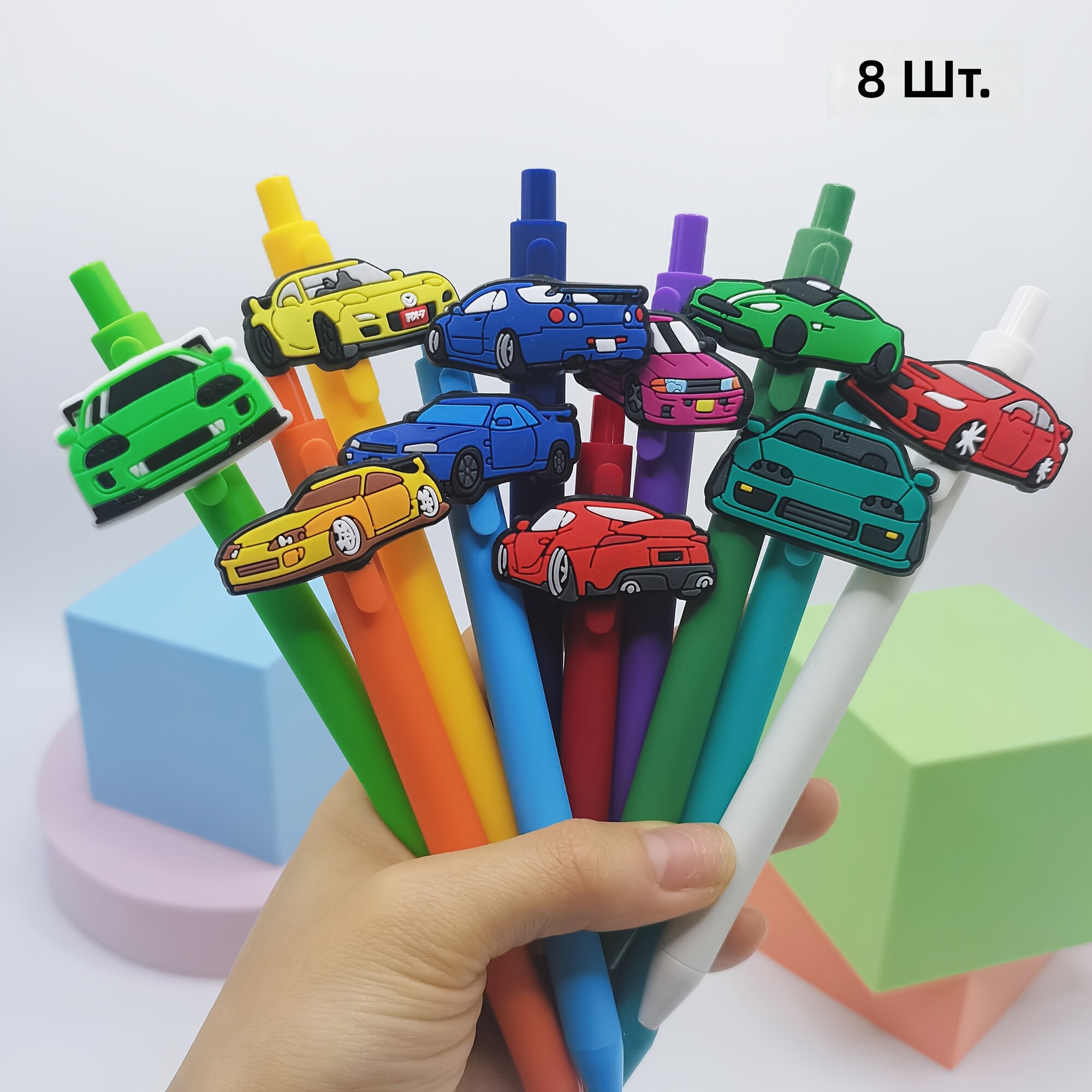 Мини-ручки в форме машинок, 8 шт, случайные модели