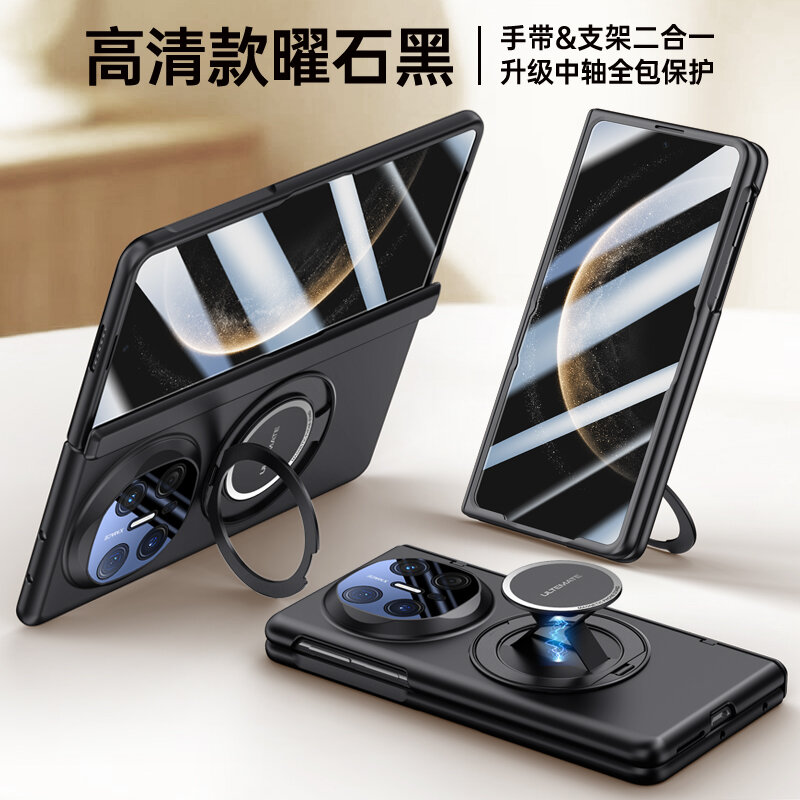 Чехол для Huawei Mate X6/Хуавей Мате X6, soft touch, чехол-кардиомонитор, поликарбонат (PC), защита камеры, ударопрочный, встроенная подставка, усиленные углы, Huawei, Huawei Mate X6, black,