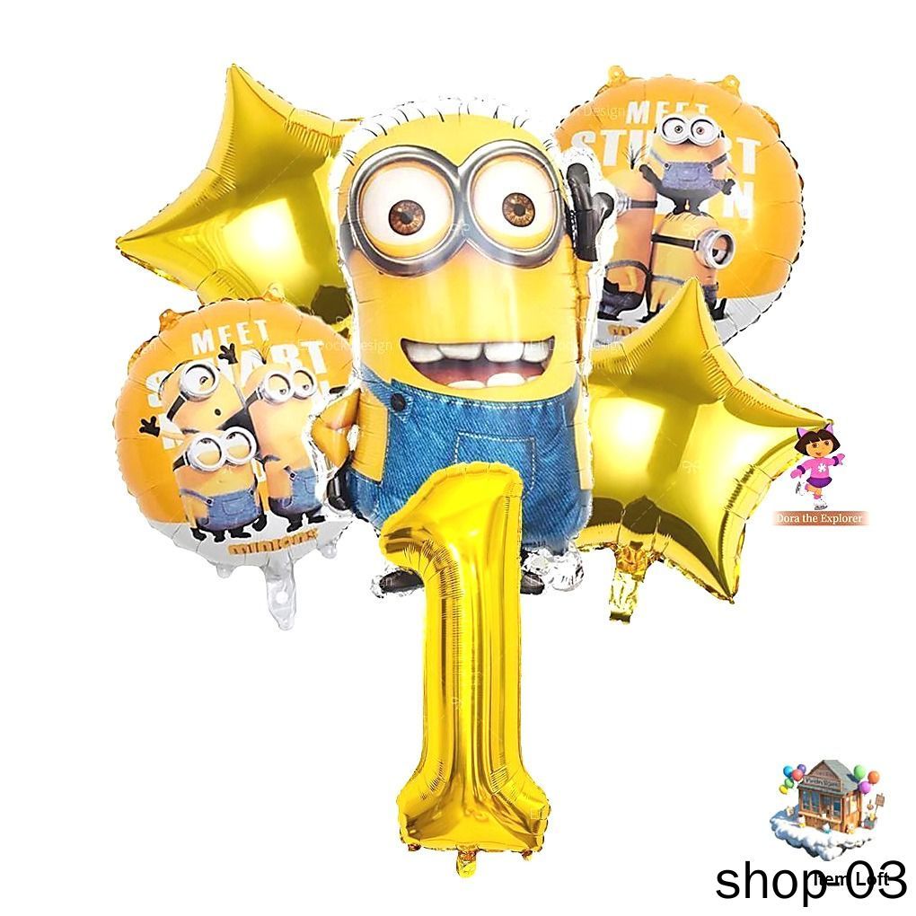 Набор воздушных шаров для дня рождения (Миньоны) (Despicable Me) с фольгированной цифрой, фигурками миньонов и латексными шарами, украшение для детской вечеринки