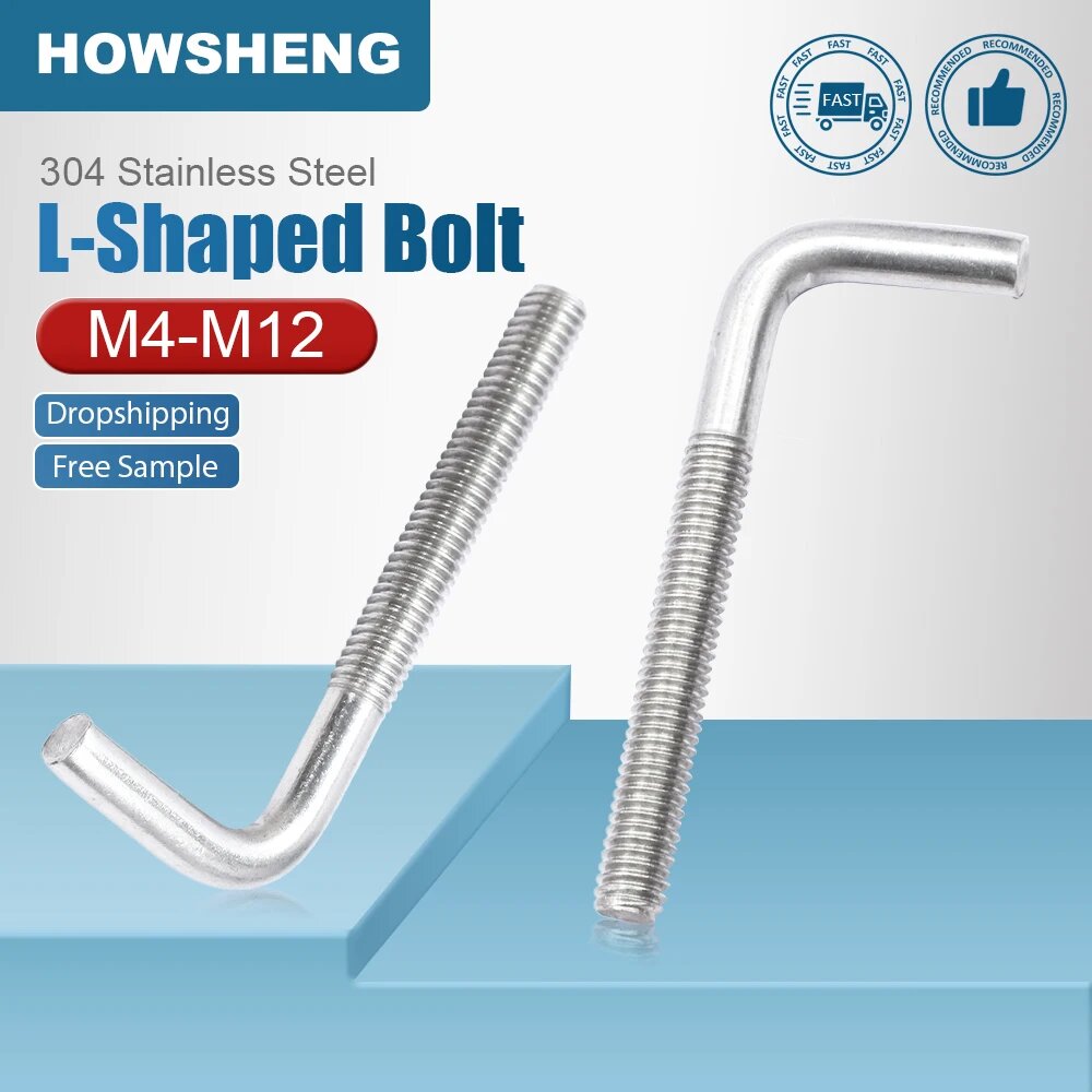 HOWSHENG Анкерные болты Г-образные нержавеющая сталь M4-M12 M4x33mm 10pcs