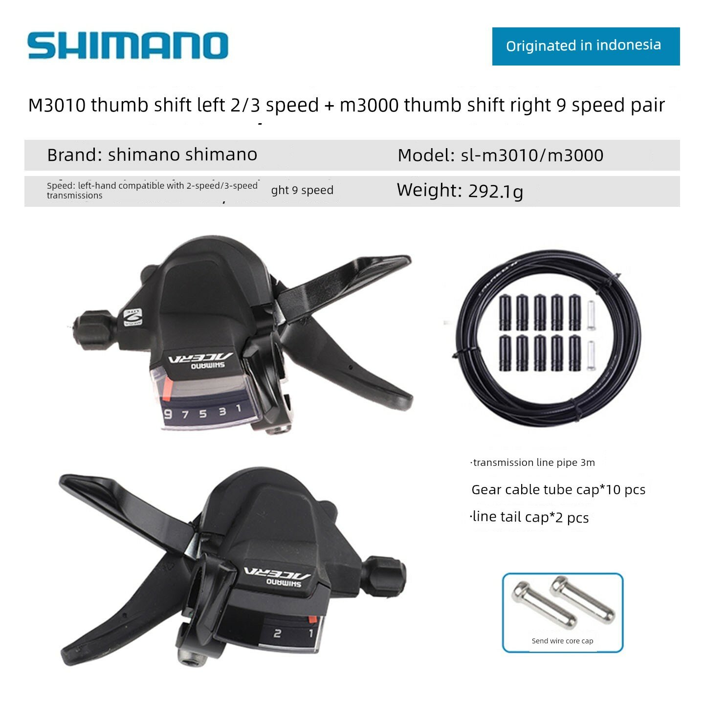 SHIMANO M3010 Передний 2/3-скоростной и M3000 задний 9-скоростной комплект шифтеров с передними и задними аксессуарами