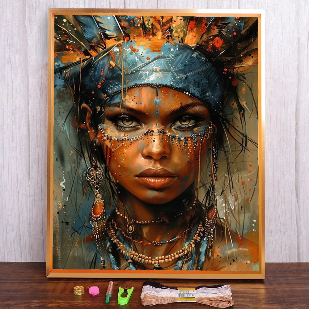 Набор для вышивания крестом Painting Era "Индийская девушка" 30x40cm, 14CT Cotton Threads