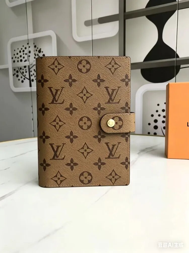 Louis Vuitton Записная книжка из канвы Monogram, Коричневый/Желтый цветок