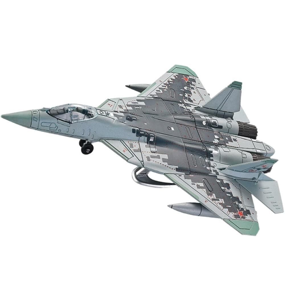 Сборная модель истребителя Су-35, пластик, серый камуфляж, подставка