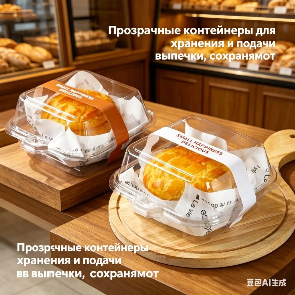 Бенто бокс из пластика, прозрачный ланч-бокс, упаковка для бенто торта, моти, орешков, печенья,50шт
