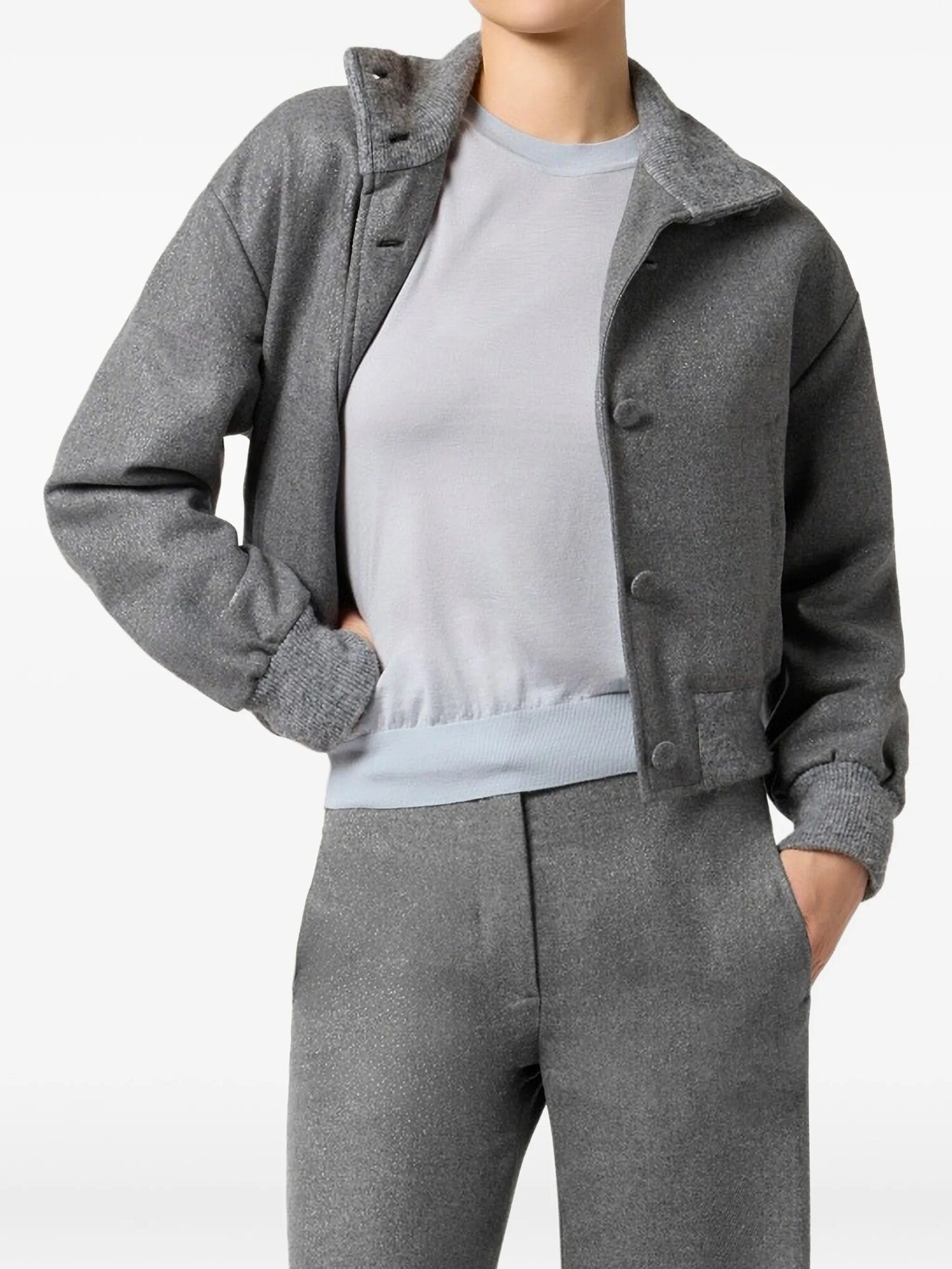 Брюки Paul & Shark Belted wool palazzo pants, размер 46, серый — фото 1
