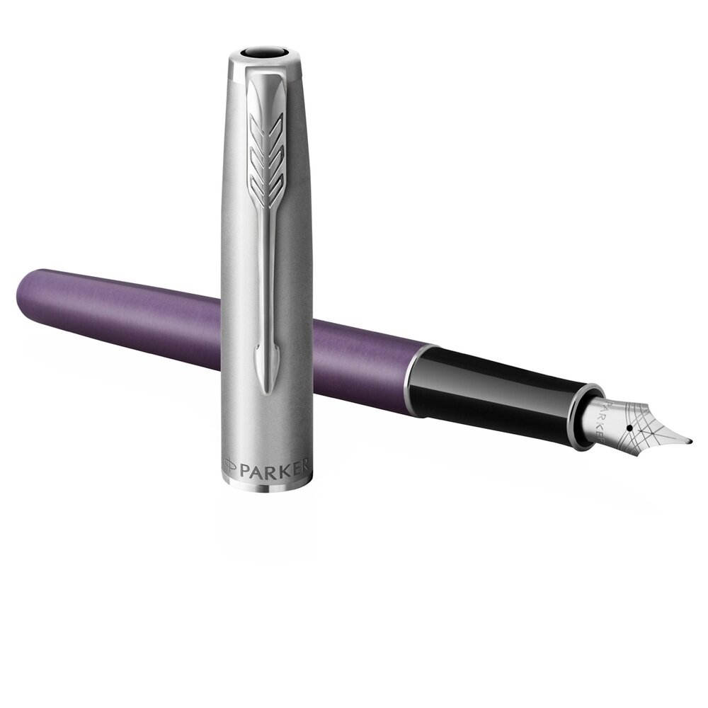 Ручка перьевая Parker "Sonnet Sand Blasted Metal&Violet Lacquer" черная, 0,8 мм (2169366)