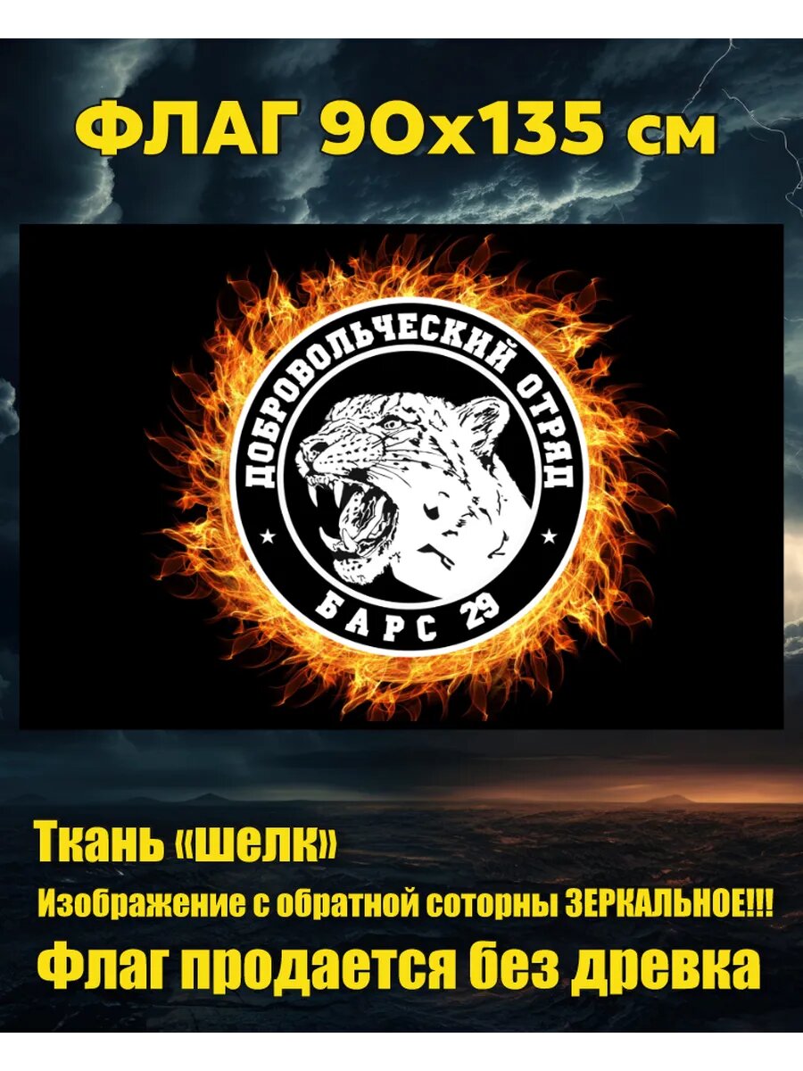 Флаг Барс 29 черный 90х135 см Большой