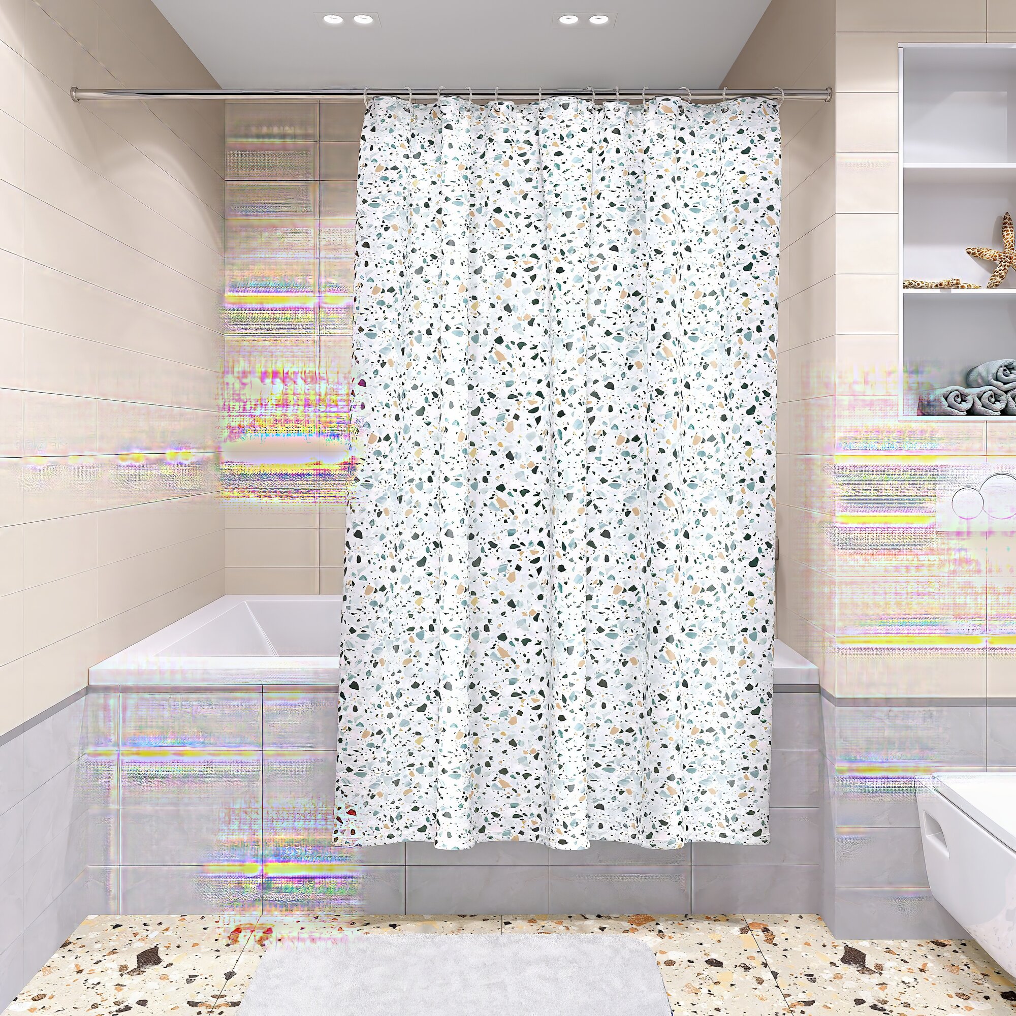 Штора для ванной Lemer Terrazzo 180x200 см полиэстер цвет мультиколор