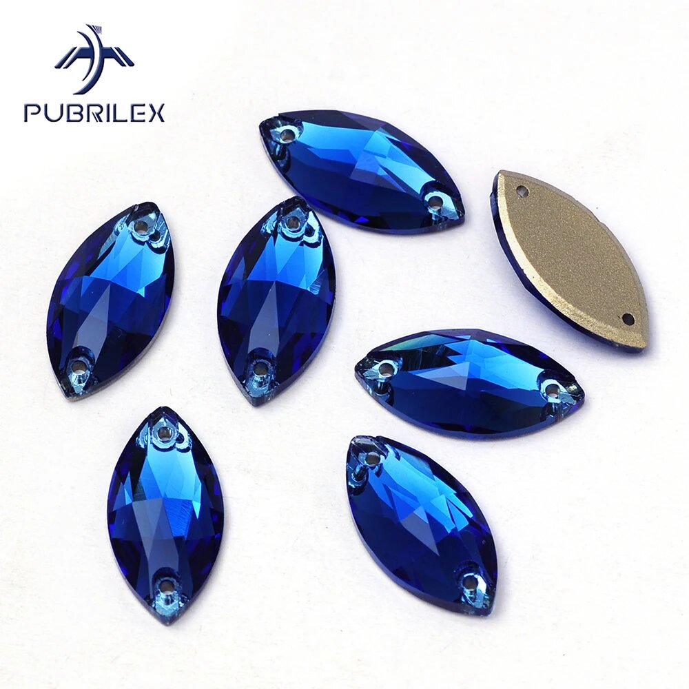 Стразы PUBRILEX Sapphire 7x15mm, синие, 24шт