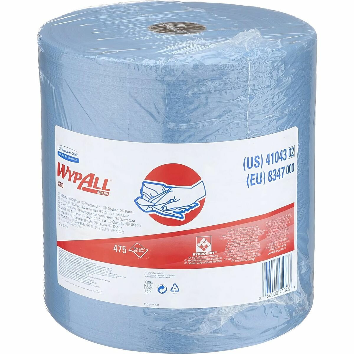 Протирочный материал листовой Kimberly-Clark Wypall X80 W1 8347, нетканое полотно, голубой, 475 листов