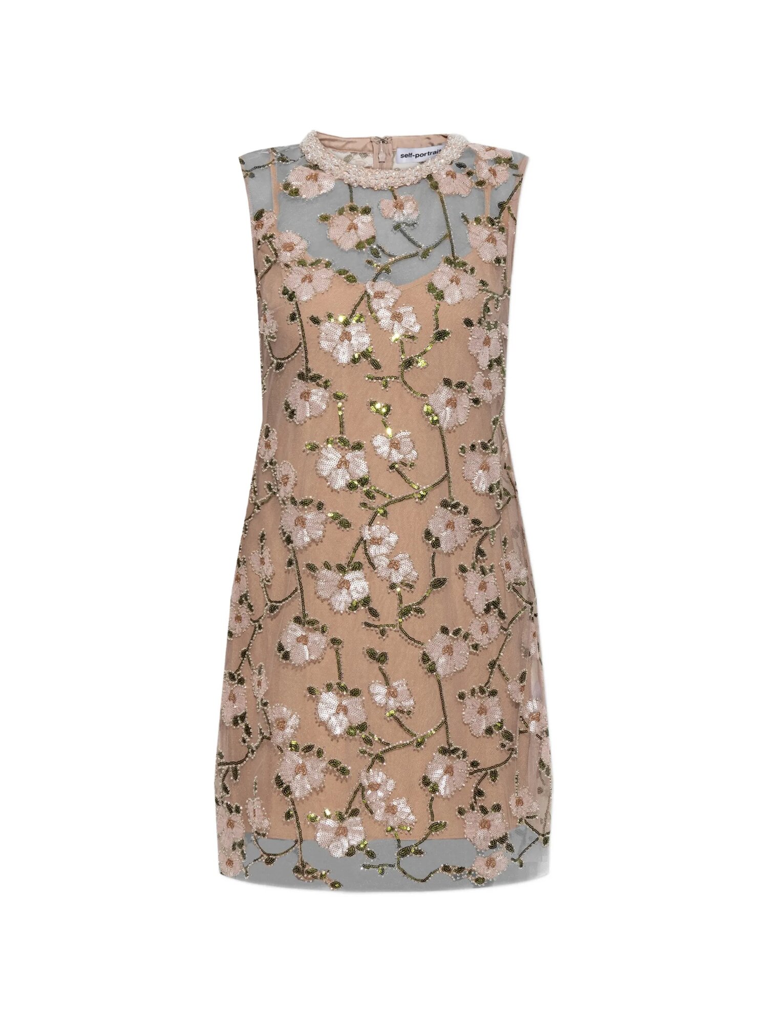 Платье Self-Portrait Pink floral sequin-embellished mini dress