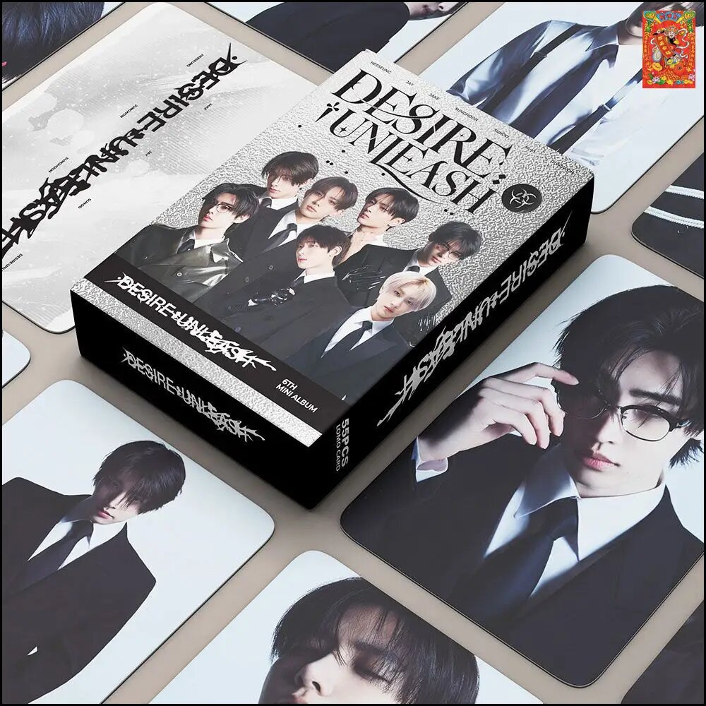 Альбом для фотокарточек ENHYPEN DESIRE UNLEASH, 55 шт, K-POP коллекция, формат LOMO, обложка из бумаги, черный цвет
