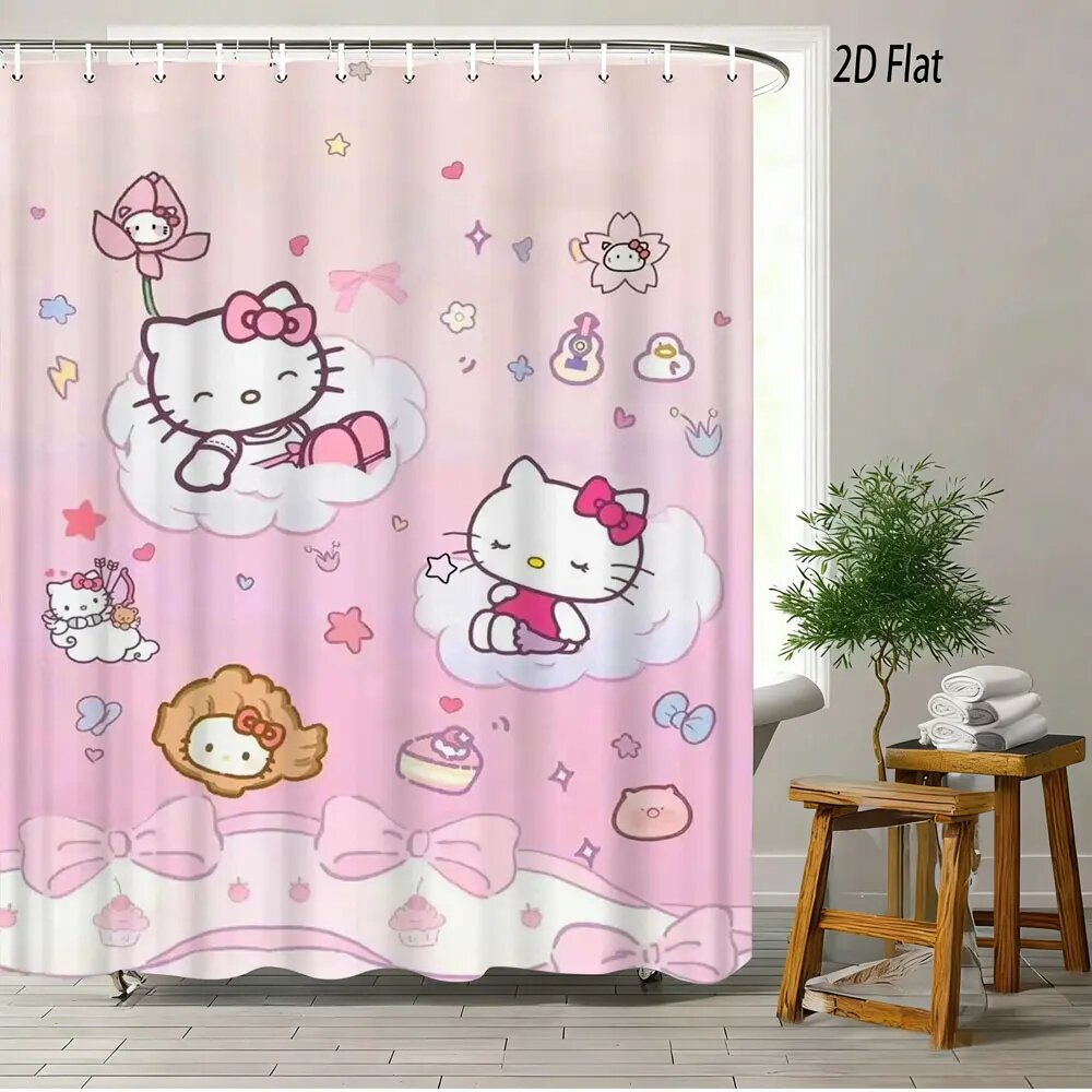 Водонепроницаемая шторка для душа Hello Kitty из полиэстера 1pc-120x180, 5