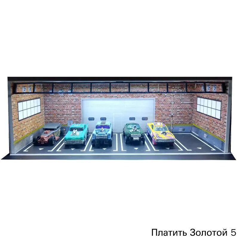 Модель парковки в масштабе 1:64, гараж, имитирующий сцену с красной поворачивающейся головой