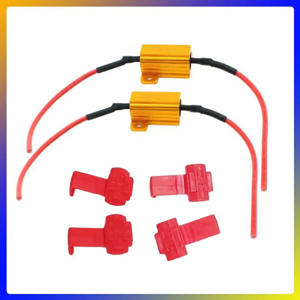 Пара нагрузочных резисторов 6 Ом 25 Вт, проволочные, водонепроницаемые, для светодиодных ламп, декодеров, быстрого мигания и поворотников