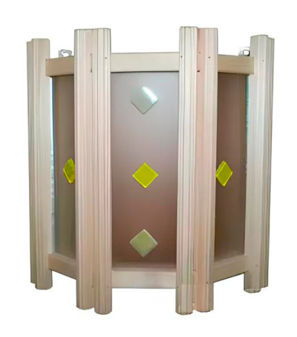Абажур угловой DoorWood АУ-3СВ из липы, 3 стекла с вставками / Освещение саун и бань