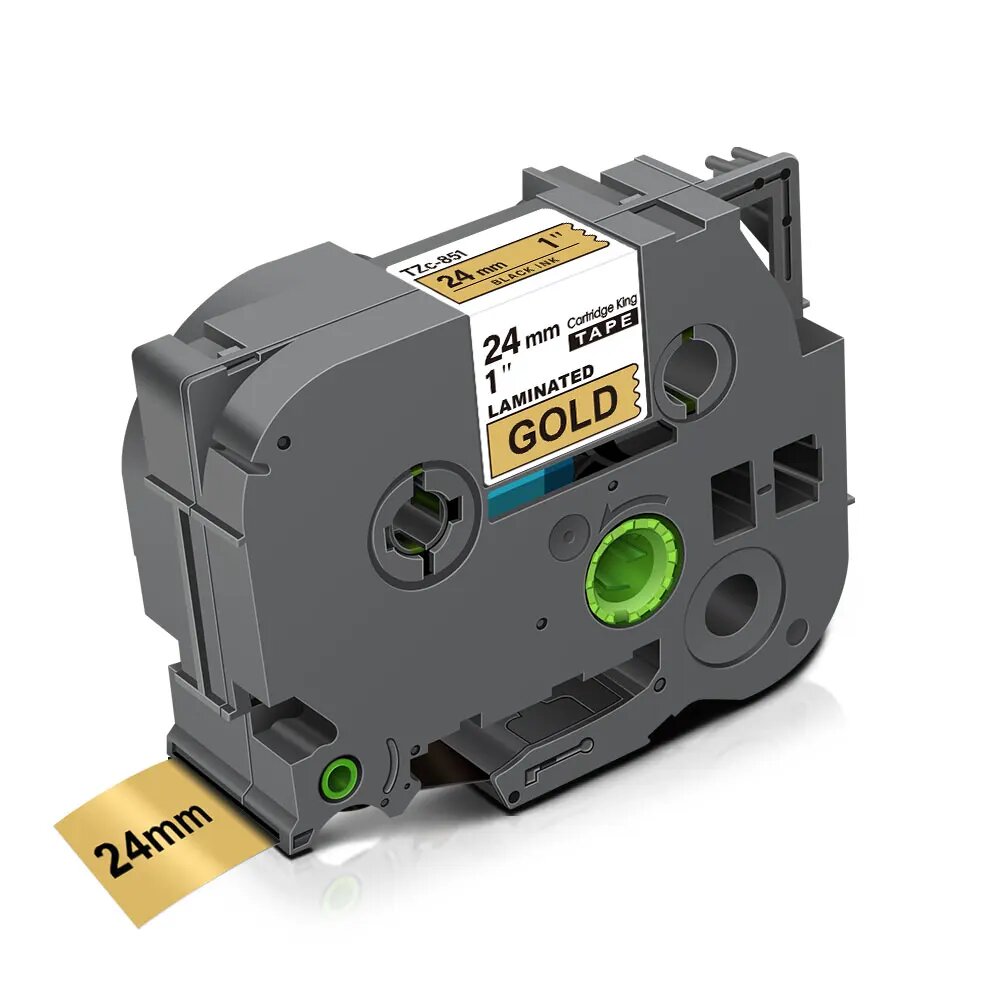 Ламинированные этикетки BROTHER TZe 24 мм CARTRIDGE KING Black on Gold, 12 мм