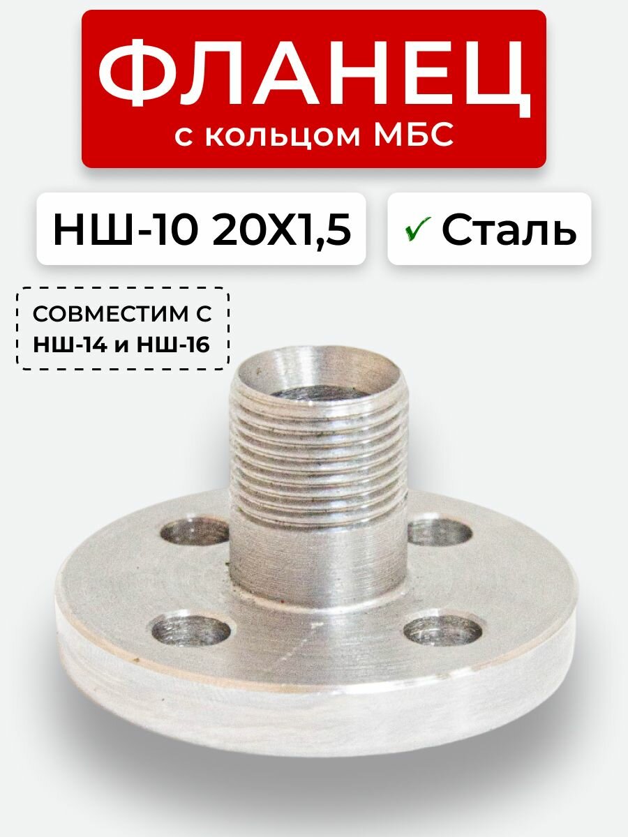Фланец НШ-10 Сталь прямой наруж. резьба 20х1,5(S24) с кольцом