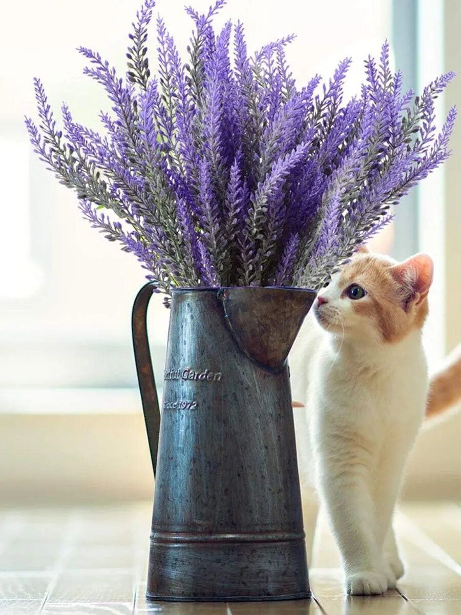 Искусственные цветы Лаванда (CV50), 3 букета, высота 30 см, для декора, фиолетовый