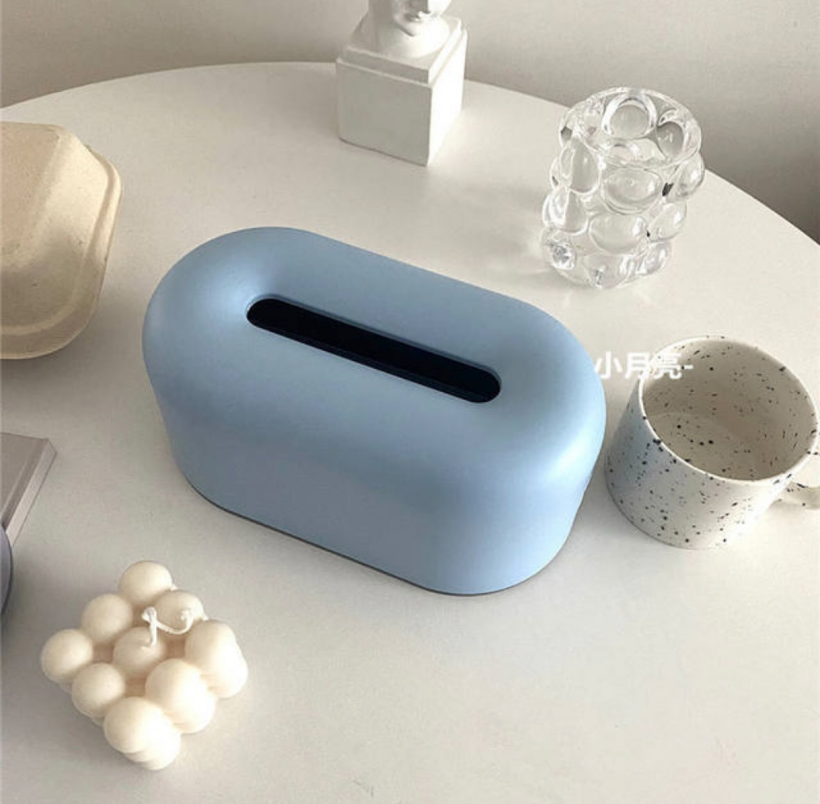 Настольная многофункциональная коробка для бумажных салфеток MyPads голубая с современным дизайном