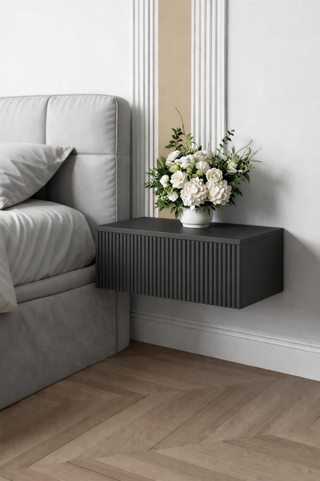 Тумба прикроватная "Моника", подвесная, МДФ, ящик, маленькая, без ручки, в спальню, прихожую, детскую