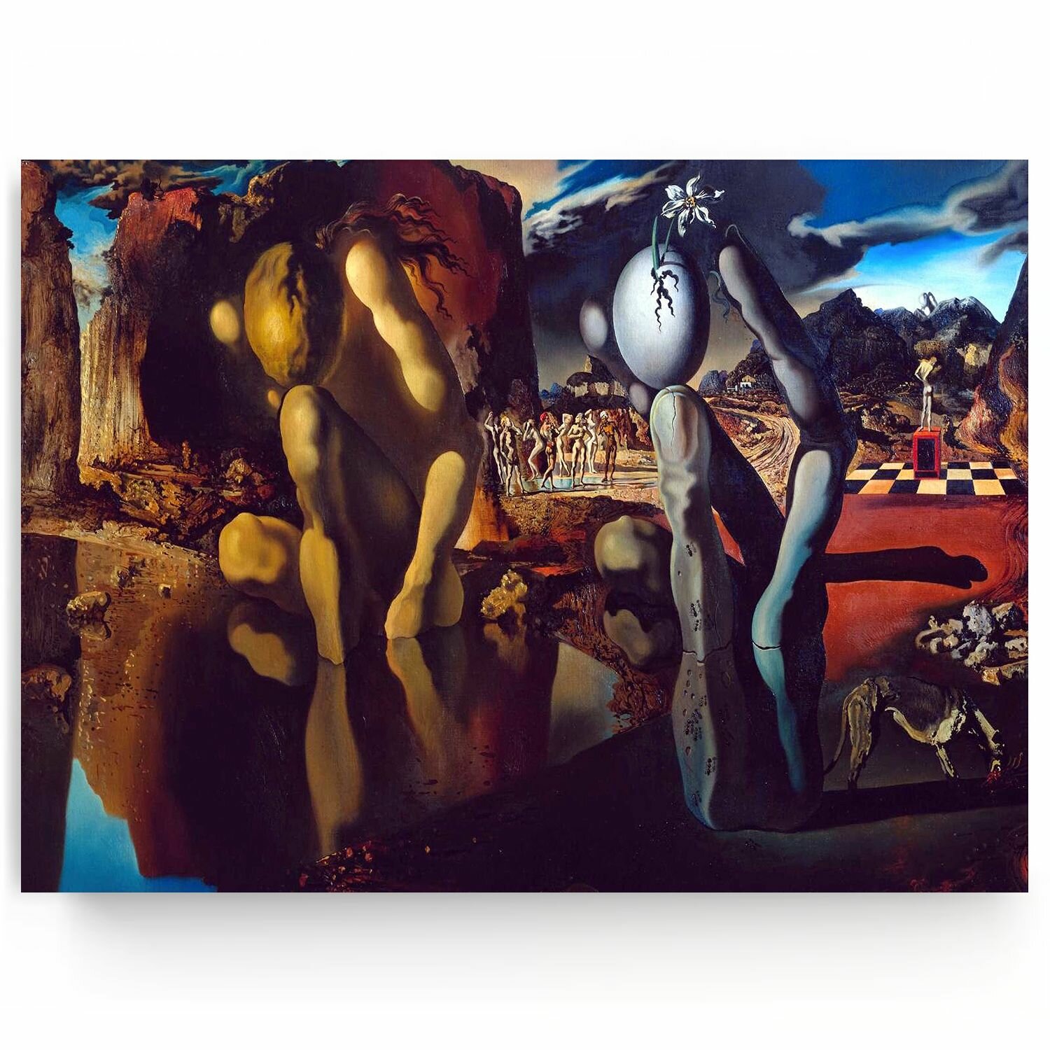 Репродукция / Картина на холсте, Сальвадор Дали "Метаморфозы Нарцисса", 50х70 см.