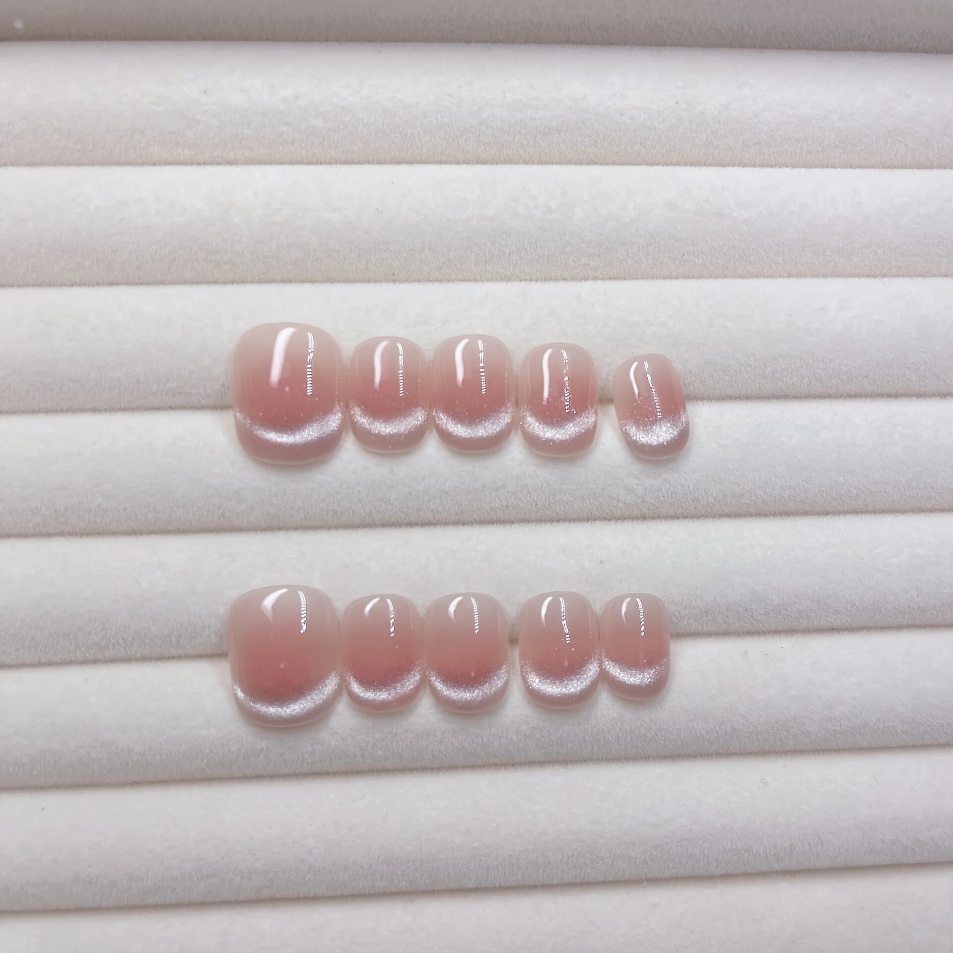 10 шт, накладные ногти ручной работы «кошачий глаз», вспышка, накладные ногти с французским краем для женщин и девочек, короткие овальные съемные ногти, которые можно носить на каждый день