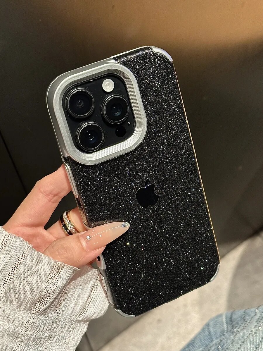 Чехол О'кейси, для iPhone 16 Pro, с принтом, защита камеры, черный — фото 1