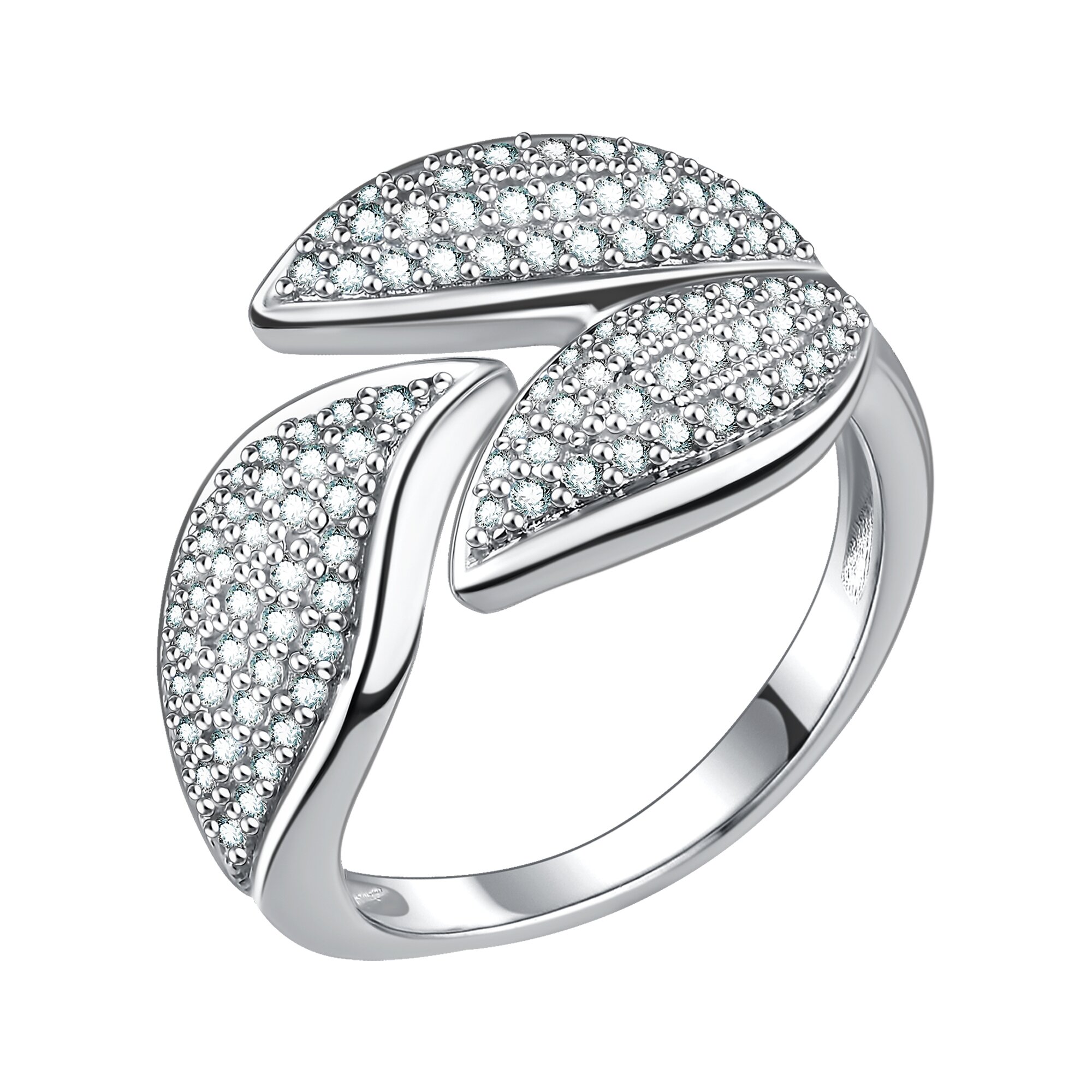 Кольцо, серебро, 925 проба, родирование, фианит