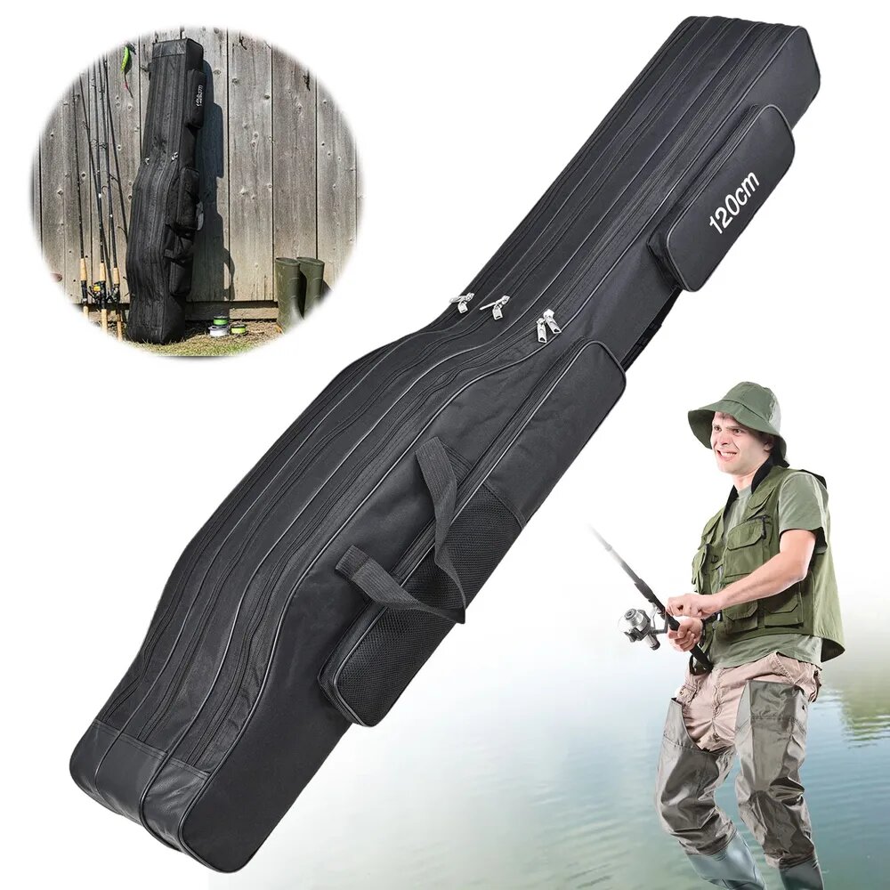 Трехслойный складной рыболовный рюкзак для удилищ 1,2 м, полиэстер 600D