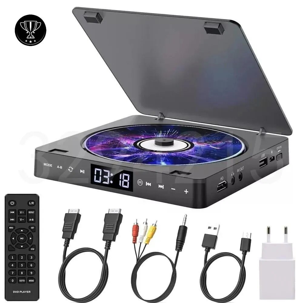 GM Портативный CD проигрыватель плеер с пультом управления WMA, CD, USB, MP3, Bluetooth, AVI, Домашний DVD-плеер высокой четкости