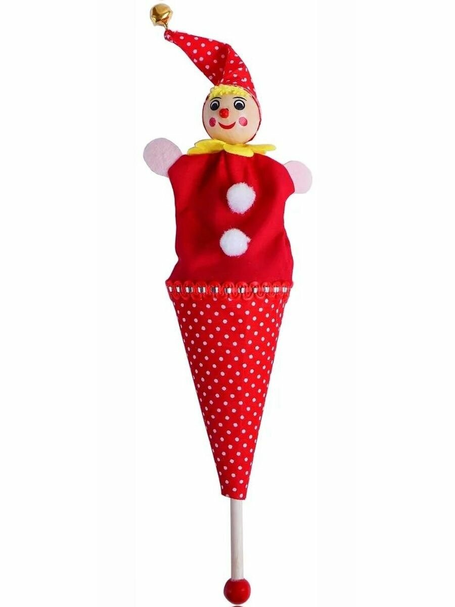 Мягкая игрушка "Петрушка-дергунчик на палочке", кукла из текстиля Случайный цвет*1