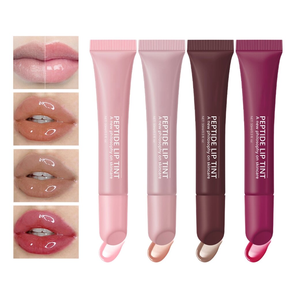 4 шт./компл. Пептидные Оттенки Для Губ, Набор Питательных Бальзамов Для Губ, Увлажняющий Блеск Для Губ, Набор Принадлежностей для Макияжа для Женщин и Девушек